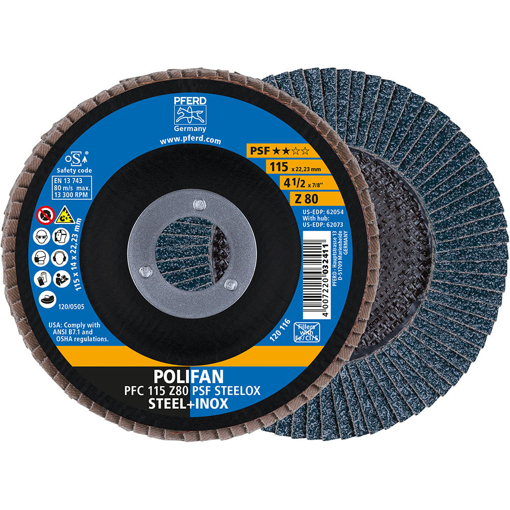 PFERD POLIFAN Flap Disc PSF STEELOX 115mm Grit 80 – PFERD South Africa