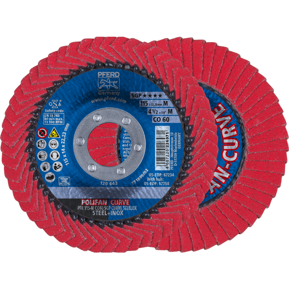 PFERD Ceramic oxide POLIFAN CURVE 115mm x 60 Grit – M (5mm) – PFERD South Africa