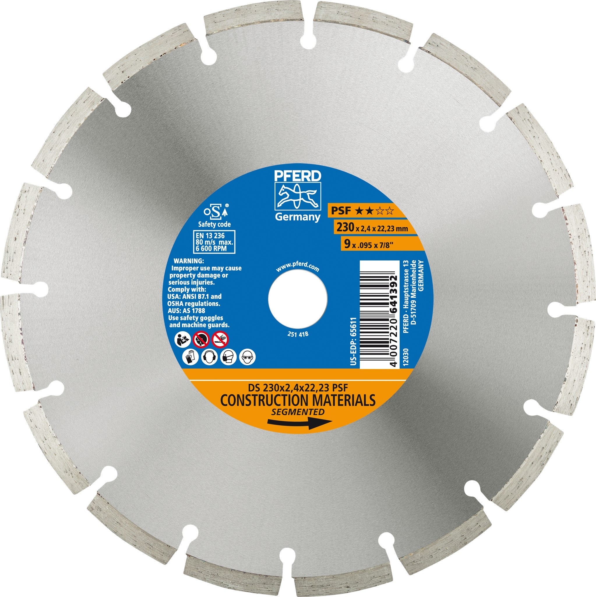 PFERD 230mm Segmented Diamond cut-off wheel – PFERD South Africa
