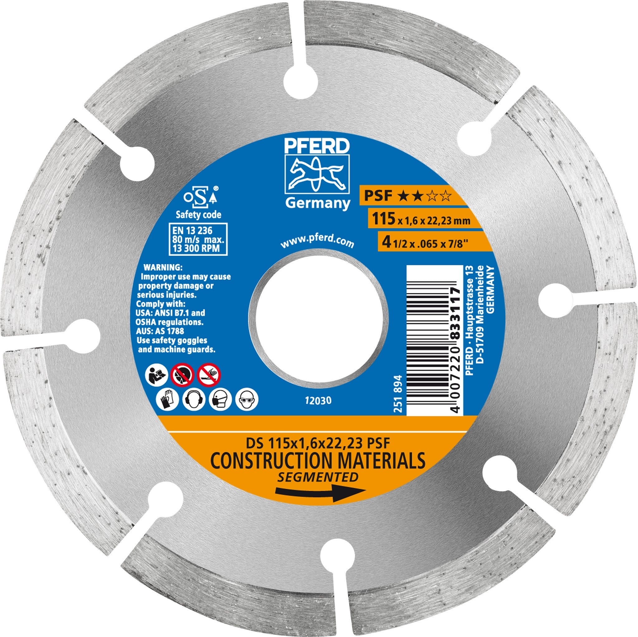 PFERD 115mm Segmented Diamond cut-off wheel – PFERD South Africa