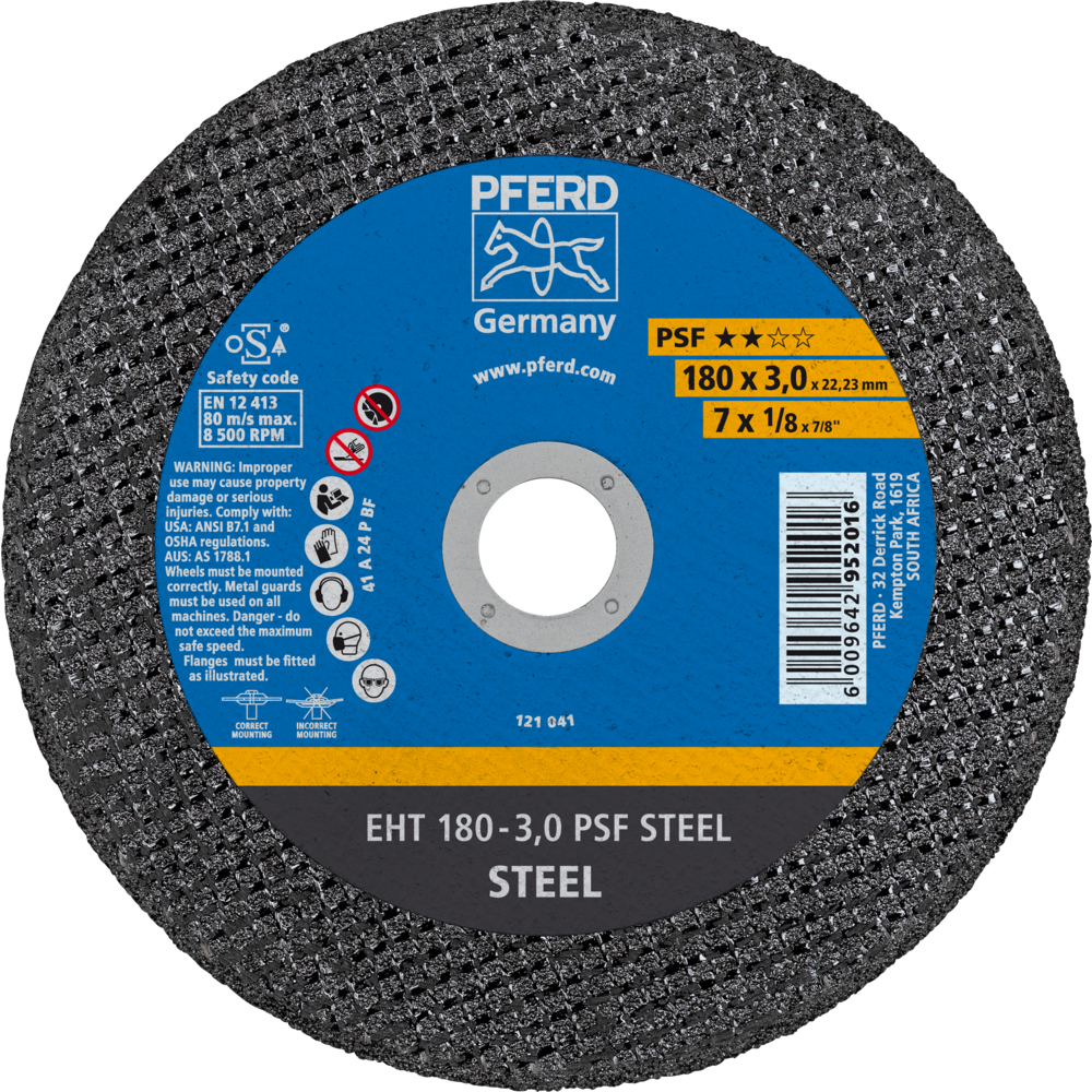 PFERD Cut-Off Wheel 180 x 3.0 x PSF STEEL – PFERD South Africa